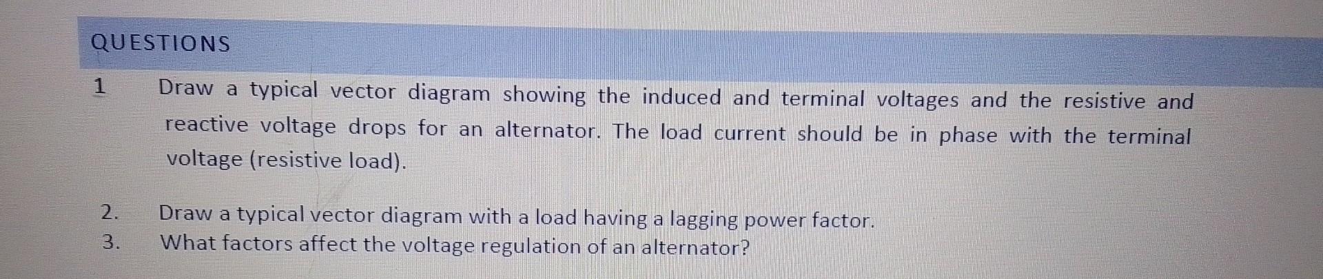 Solved 1 Draw a typical vector diagram showing the induced | Chegg.com