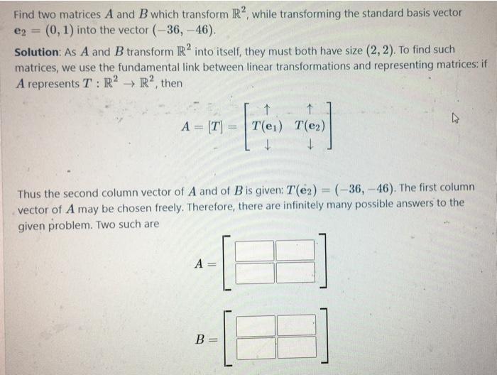 Solved e2 = Find two matrices A and B which transform R2, | Chegg.com