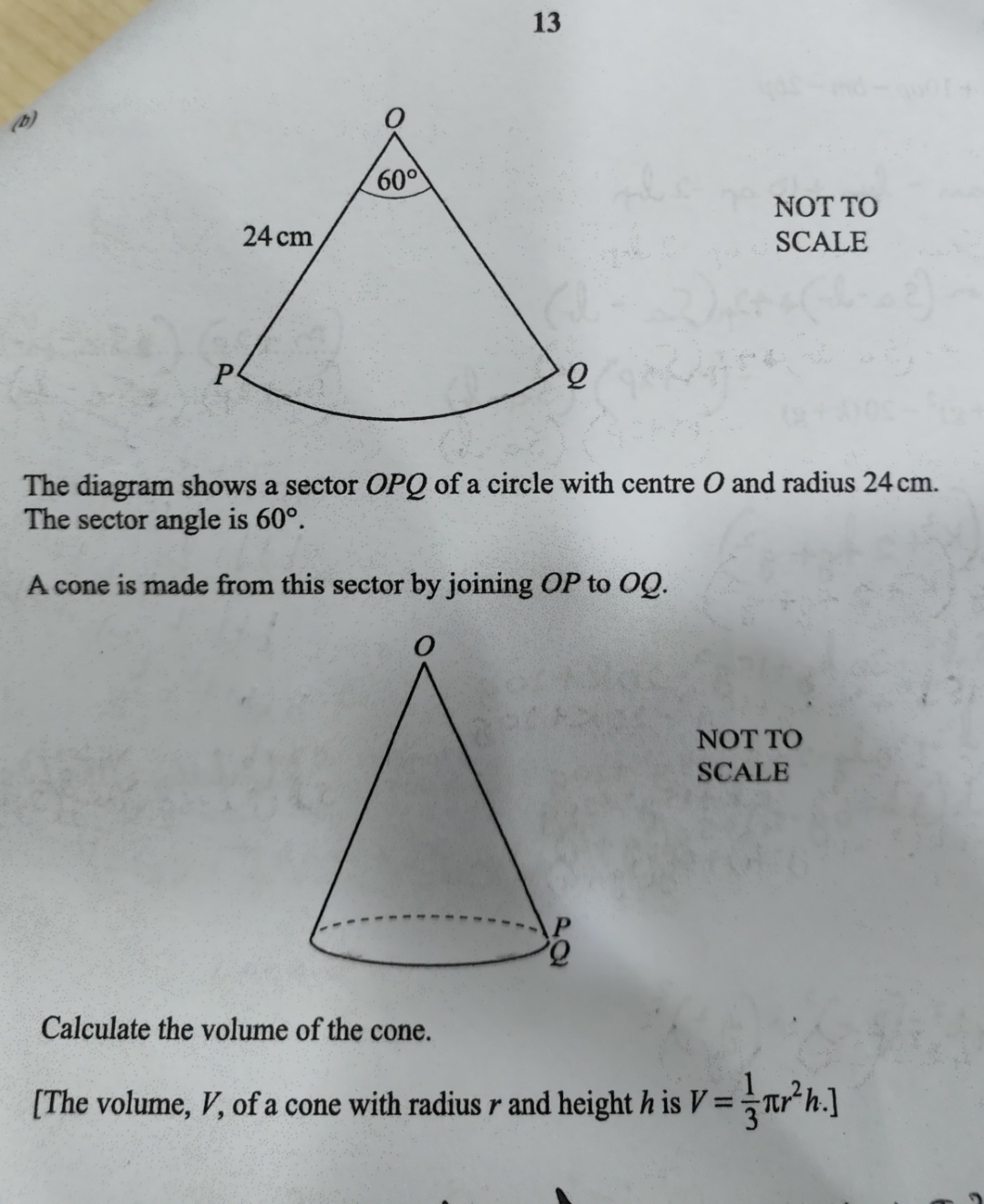 Solved 13NOT TOSCALEThe diagram shows a sector OPQ of a | Chegg.com