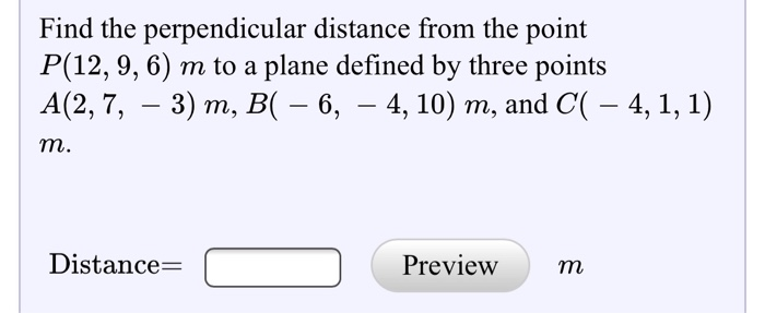 Solved Find the perpendicular distance from the point P(12, | Chegg.com