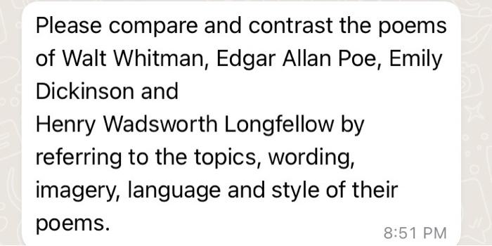 Please compare and contrast the poems of Walt | Chegg.com