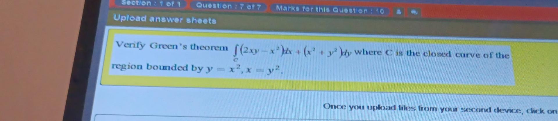 Solved Section : 1 of 1 Question : 7 of 7 Upload answer | Chegg.com
