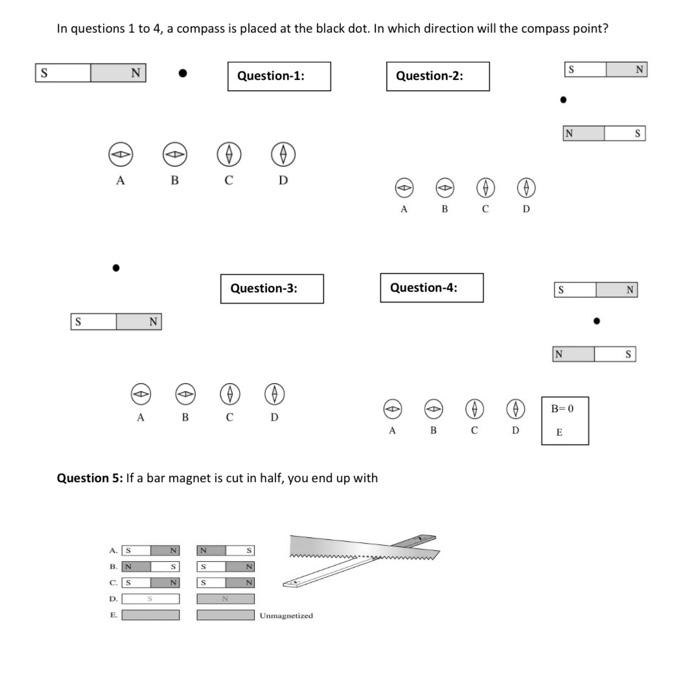 Solved In questions 1 to 4, a compass is placed at the black | Chegg.com