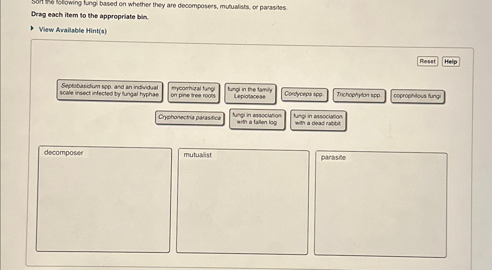 Solved Sort the following fungi based on whether they are | Chegg.com