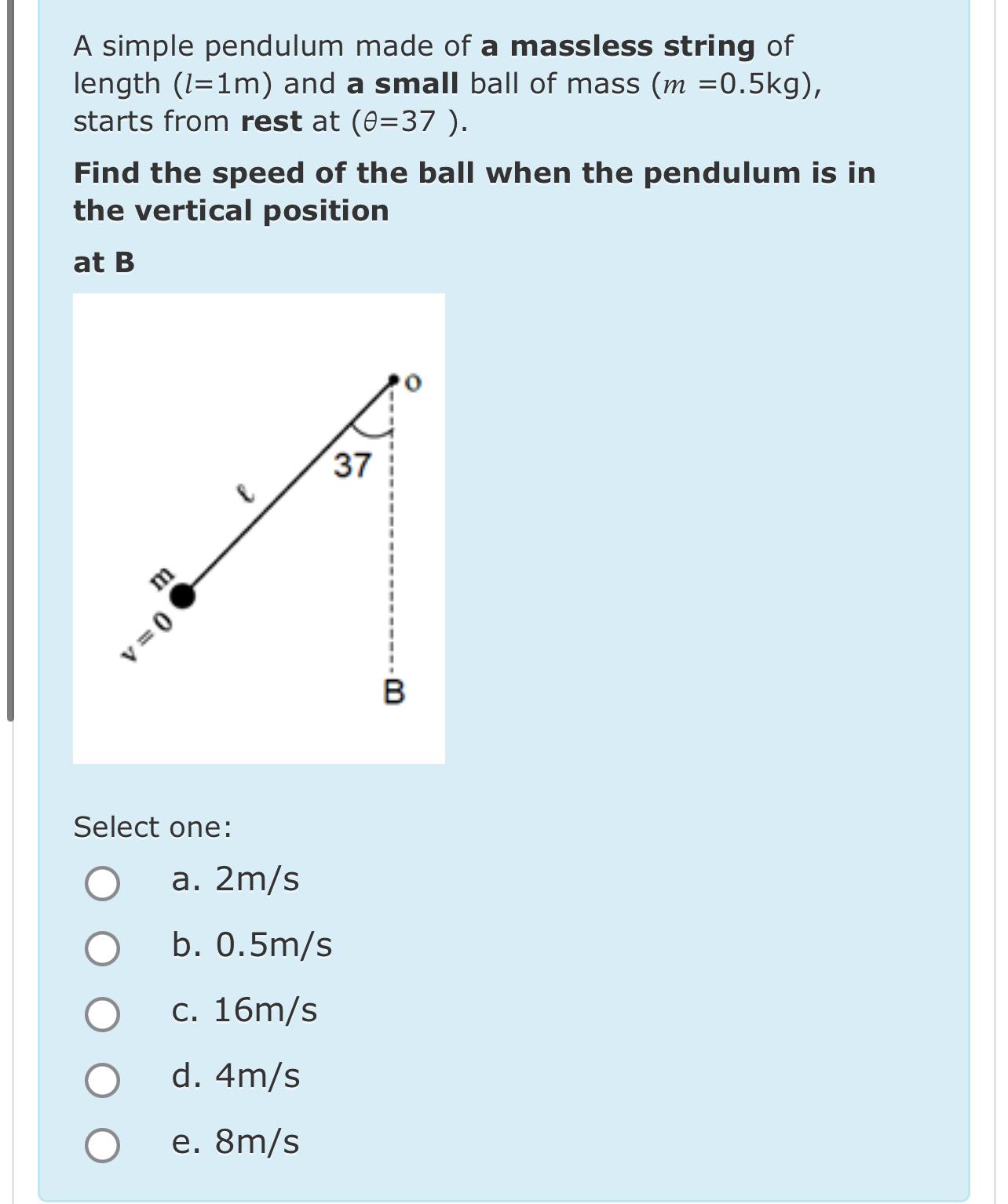 Solved A simple pendulum made of a massless string of length | Chegg.com