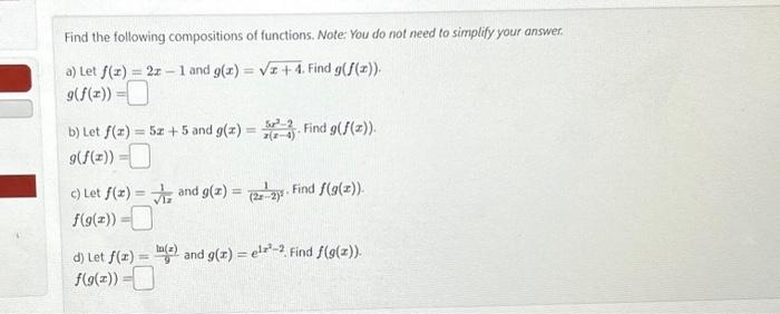 Solved Find the following compositions of functions. Note: | Chegg.com