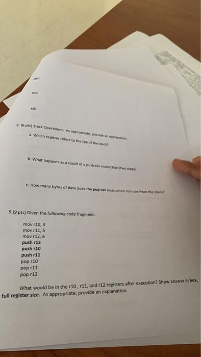 Solved 1. (8 pts) Provide the debugger command to display | Chegg.com