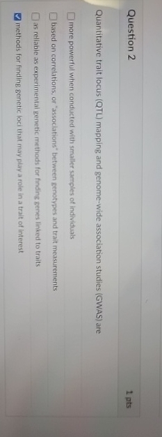 Solved Question 2Quantitative trait locus (QTL) ﻿mapping and | Chegg.com