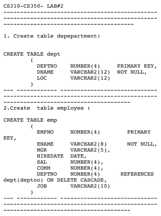 Solved CS310-CS350- LAB#2 (Database 101) | Chegg.com