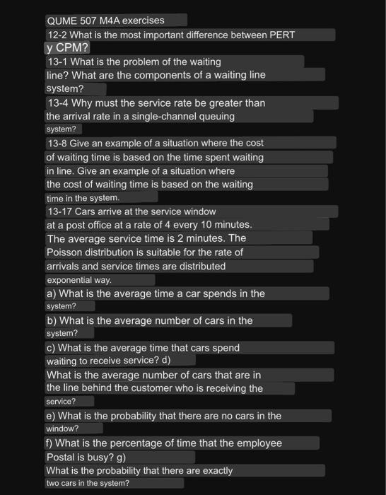 Solved QUME 507 M4A exercises 12-2 What is the most | Chegg.com