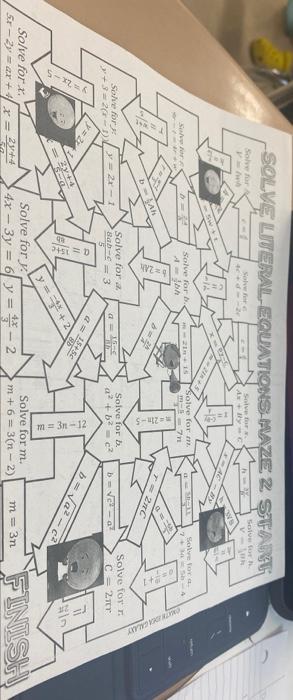 SOLVE LITERAL-EQUATIONS-MAZE 2 SFORK Solve for Solo | Chegg.com