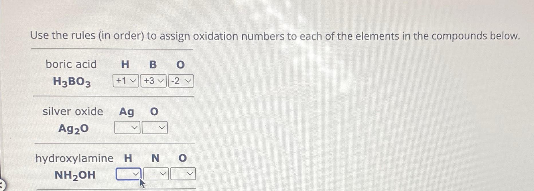 Solved Use the rules (in order) ﻿to assign oxidation numbers | Chegg.com
