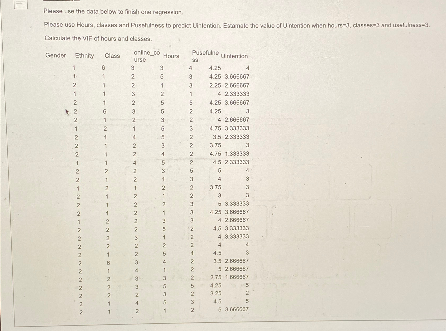 Solved Please use the data below to finish one | Chegg.com