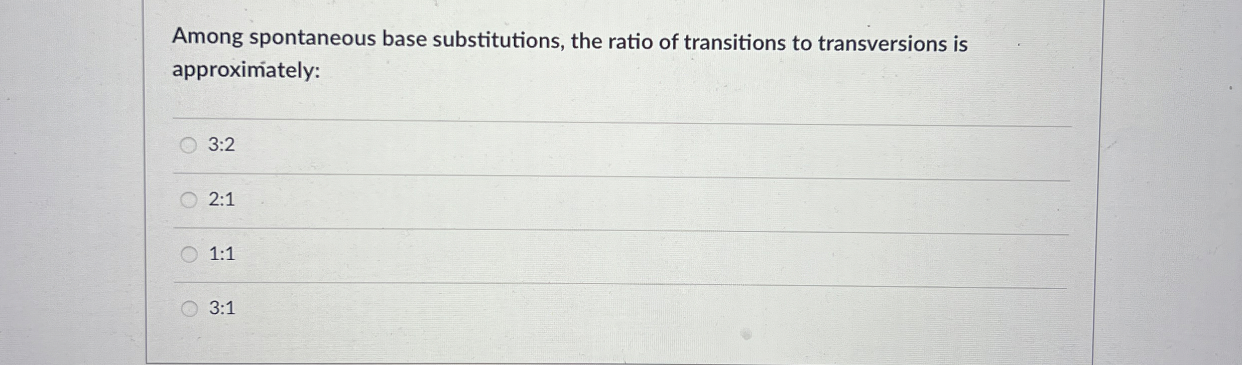 Solved Among spontaneous base substitutions, the ratio of | Chegg.com