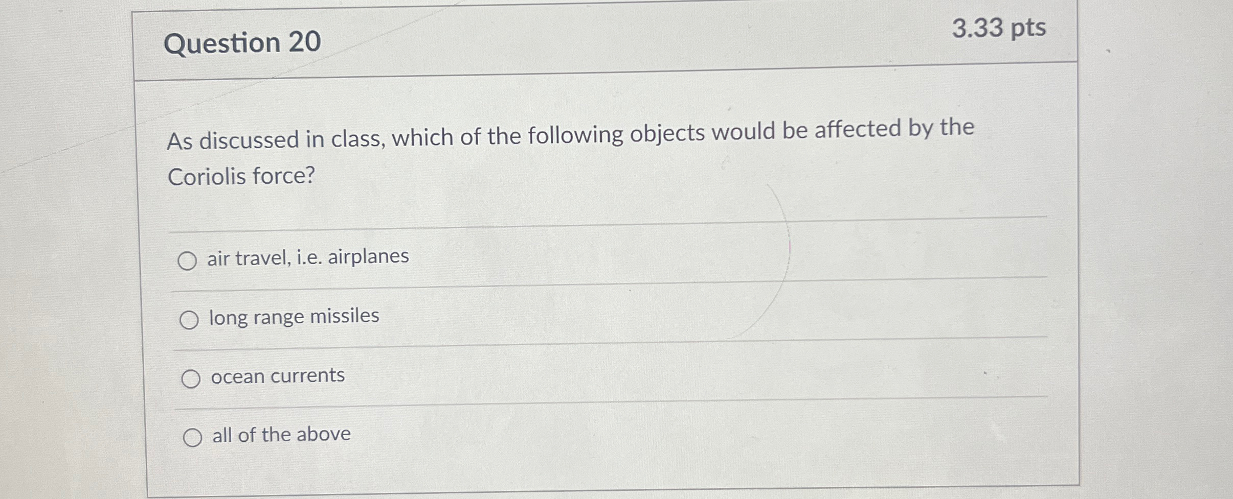 Solved Question 203.33 ﻿ptsAs discussed in class, which of | Chegg.com