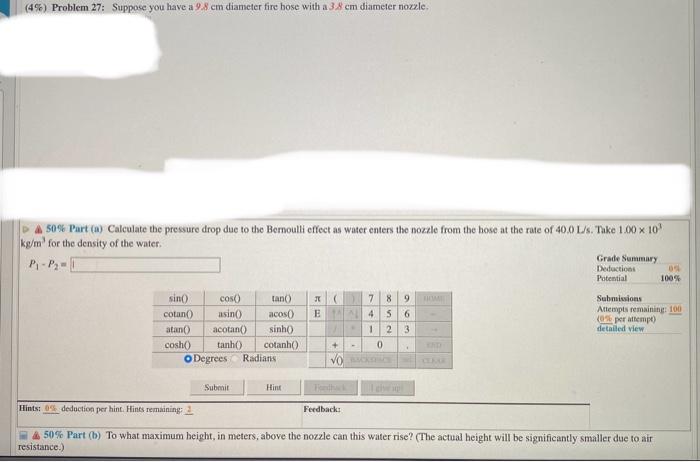 Solved (4\%) Problem 27: Suppose you have a 9.8 cm diameter | Chegg.com