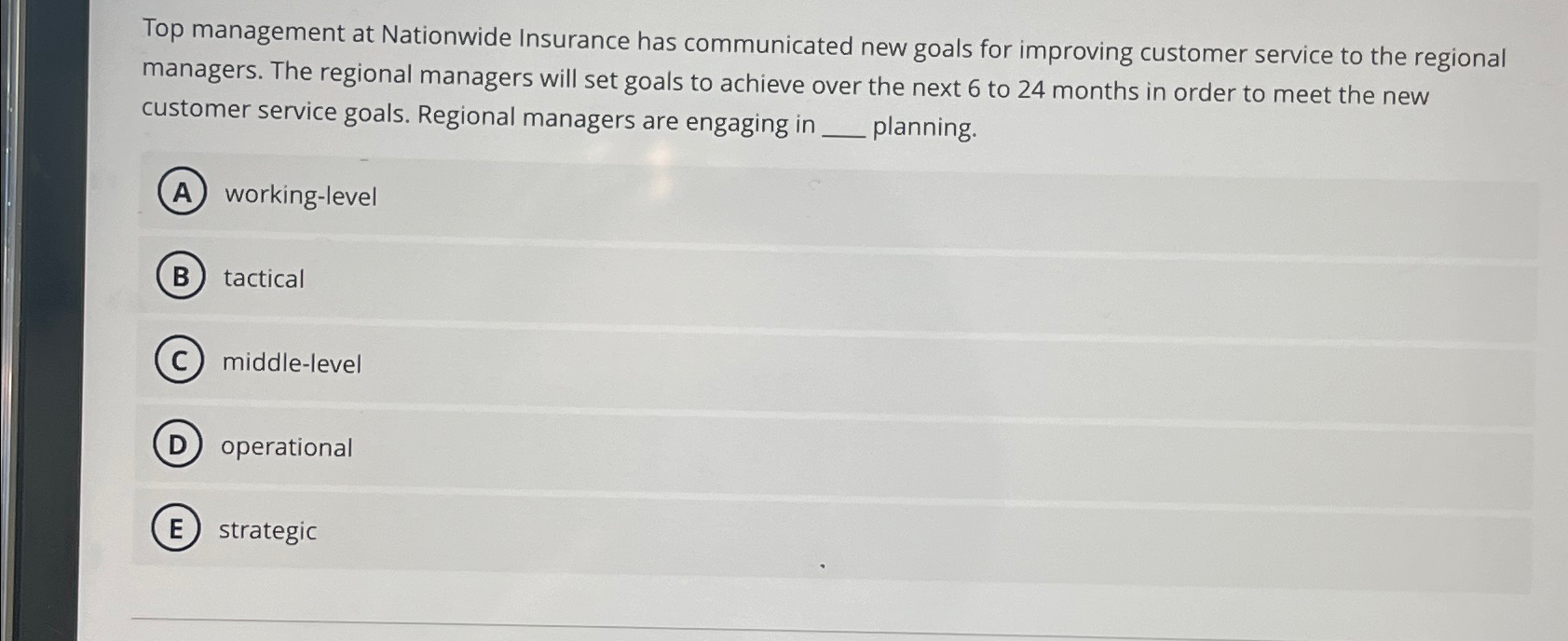 Solved Top management at Nationwide Insurance has | Chegg.com