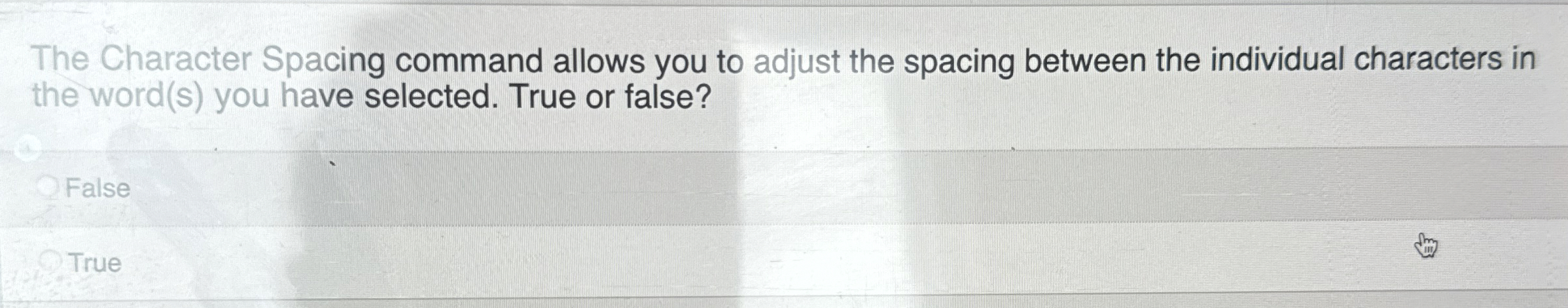 Solved The Character Spacing command allows you to adjust | Chegg.com