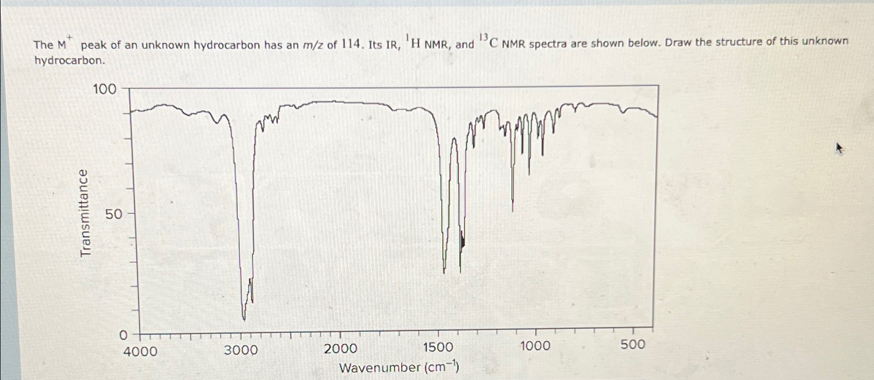 The M+peak of an unknown hydrocarbon has an mz ﻿of | Chegg.com