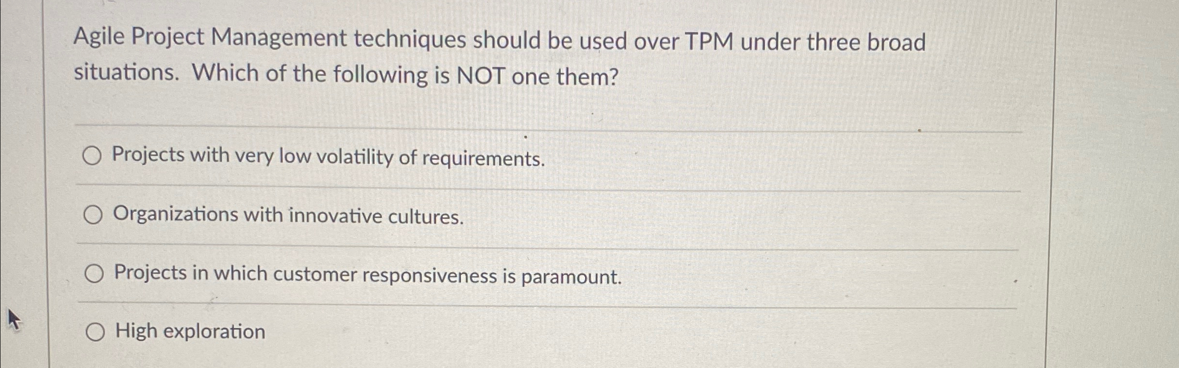 Solved Agile Project Management techniques should be used | Chegg.com