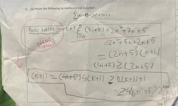 Solved 6. (6) Prove the following by mathematical induction. | Chegg.com