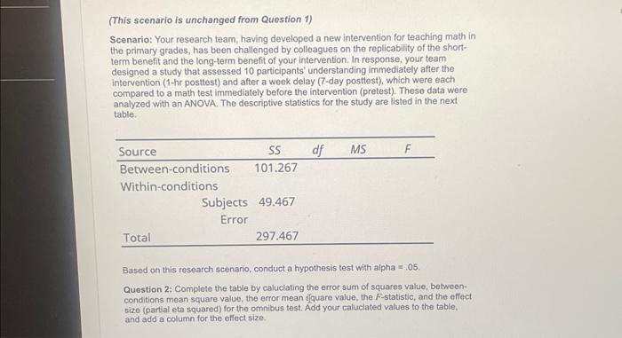 Solved (This scenario is unchanged from Question 1) | Chegg.com
