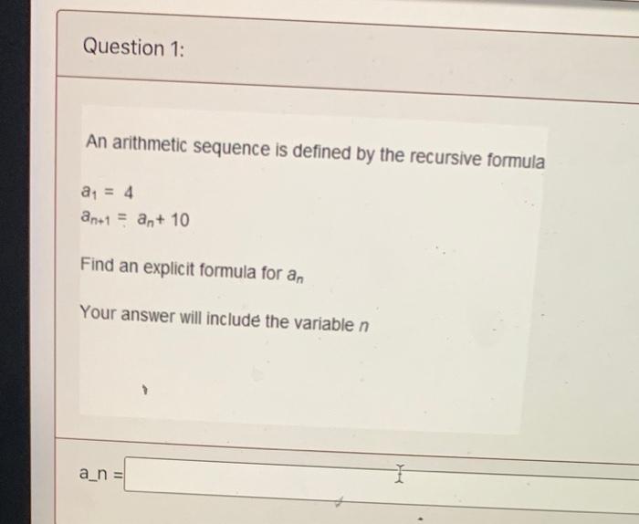 Solved An arithmetic sequence is defined by the recursive | Chegg.com