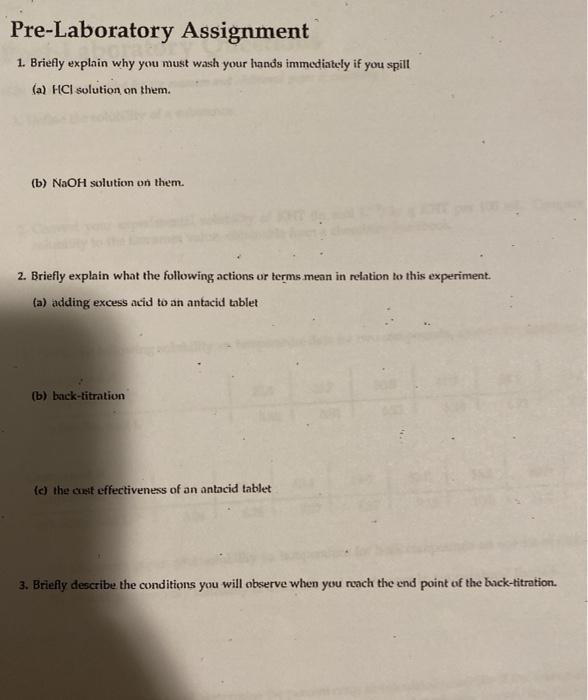 Solved Pre-Laboratory Assignment 1. Briefly explain why you | Chegg.com