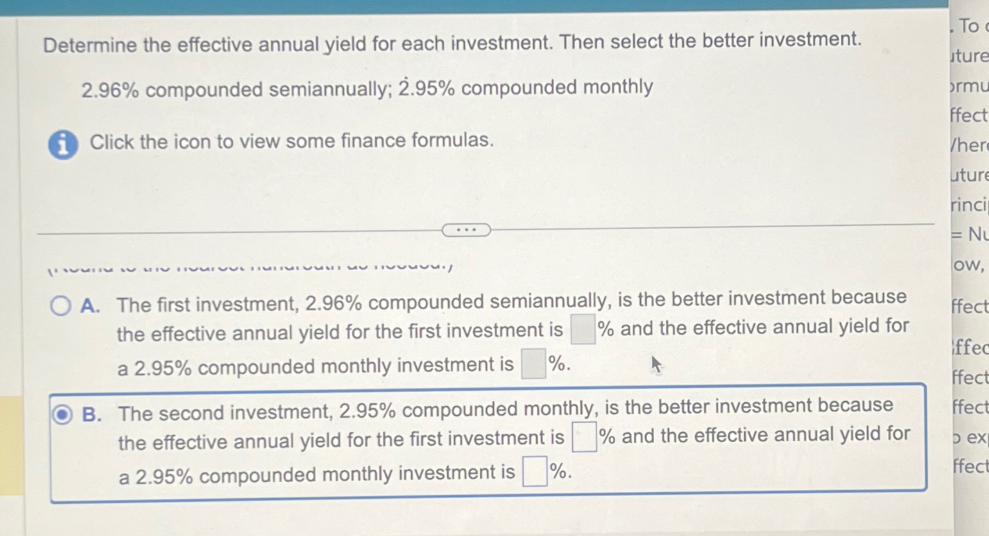 Solved Determine the effective annual yield for each | Chegg.com