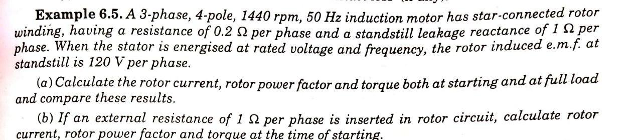 Example 6.5. A 3-phase, 4-pole, 1440 rpm, 50 Hz | Chegg.com