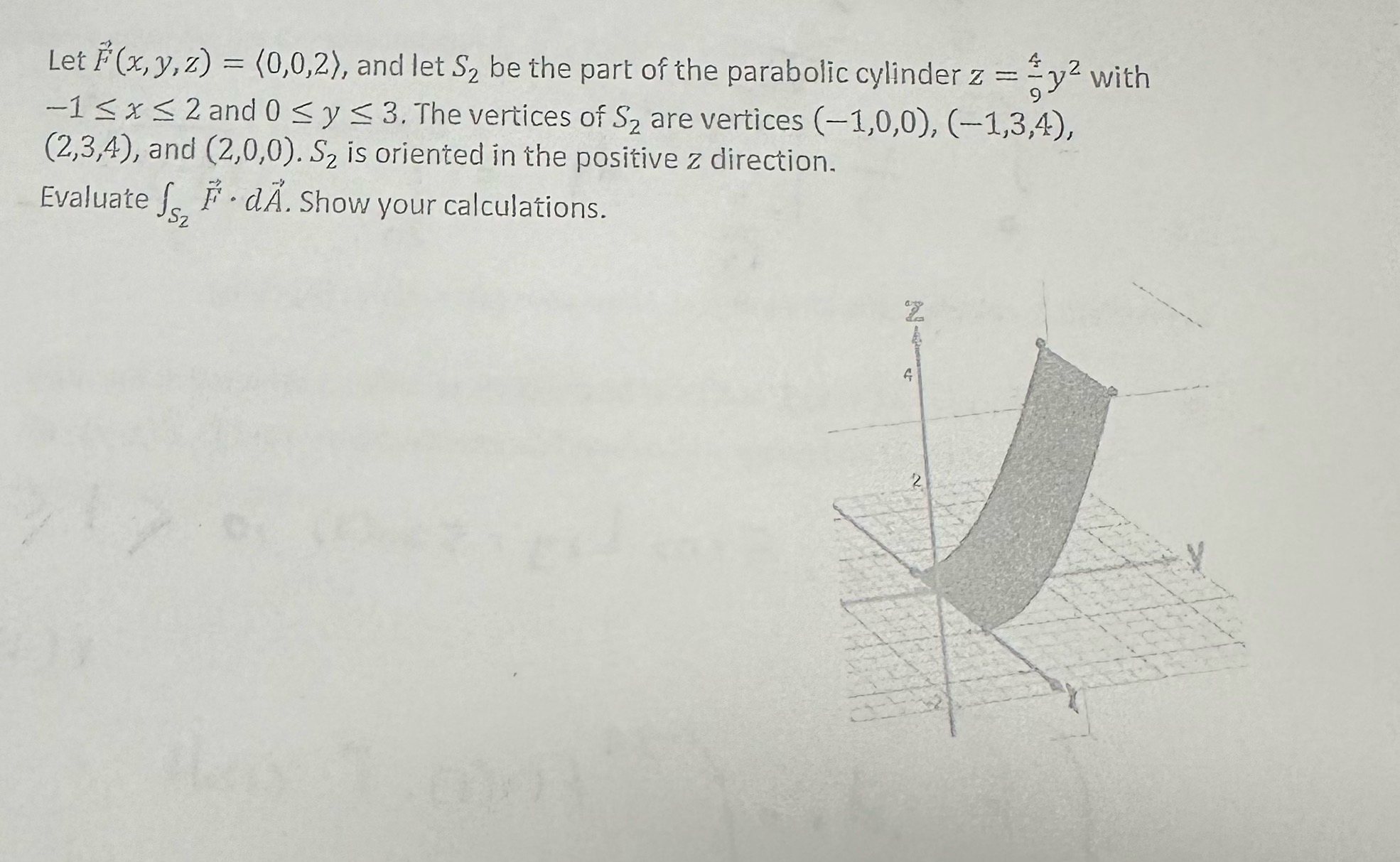 Solved Let vec(F)(x,y,z)=(:0,0,2:), ﻿and let S2 ﻿be the part | Chegg.com
