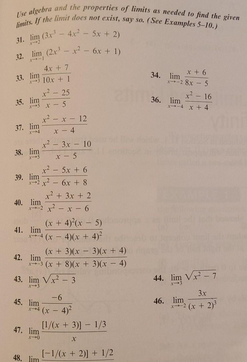 Solved Use algebra and the properties of limits as needed to | Chegg.com