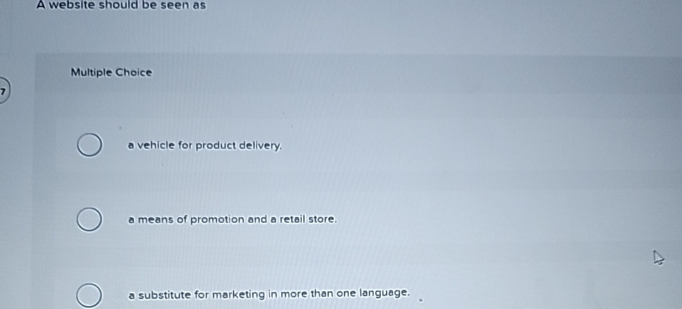 Solved A website should be seen asMultiple Choicea vehicle | Chegg.com