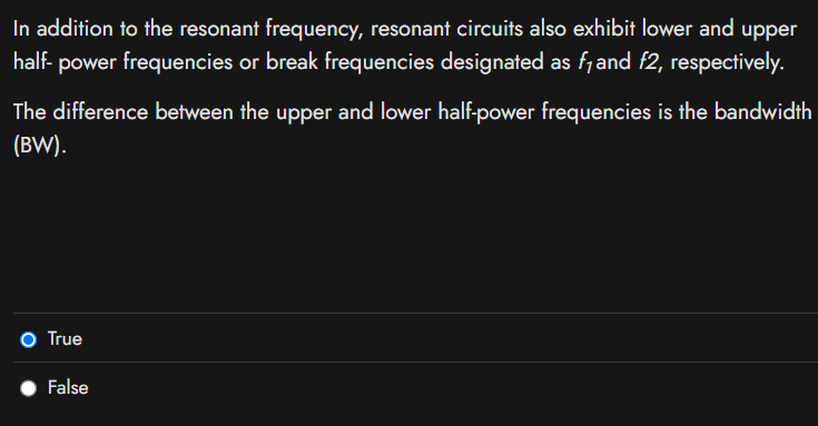 Solved In addition to the resonant frequency, resonant | Chegg.com