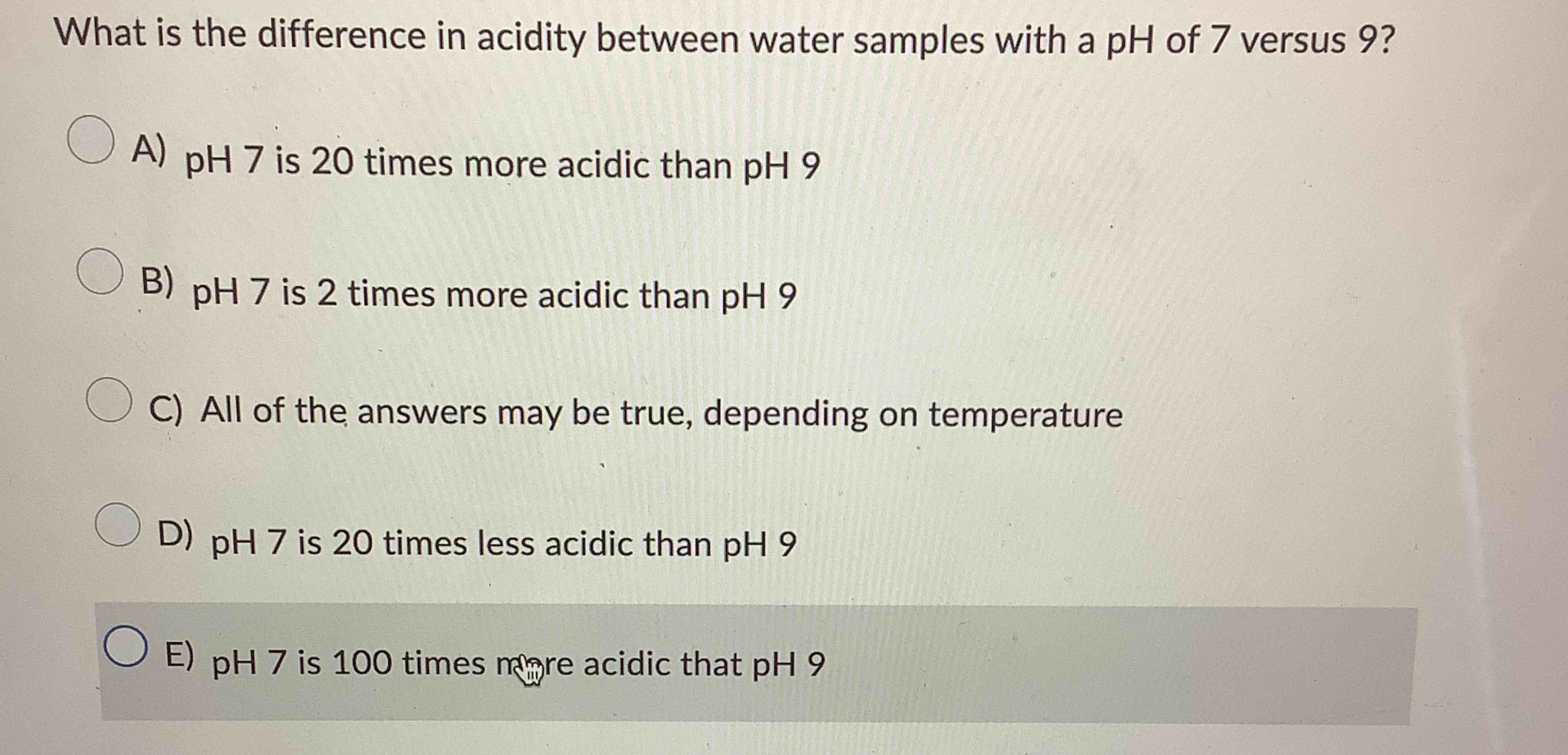 What is the difference in acidity between water | Chegg.com