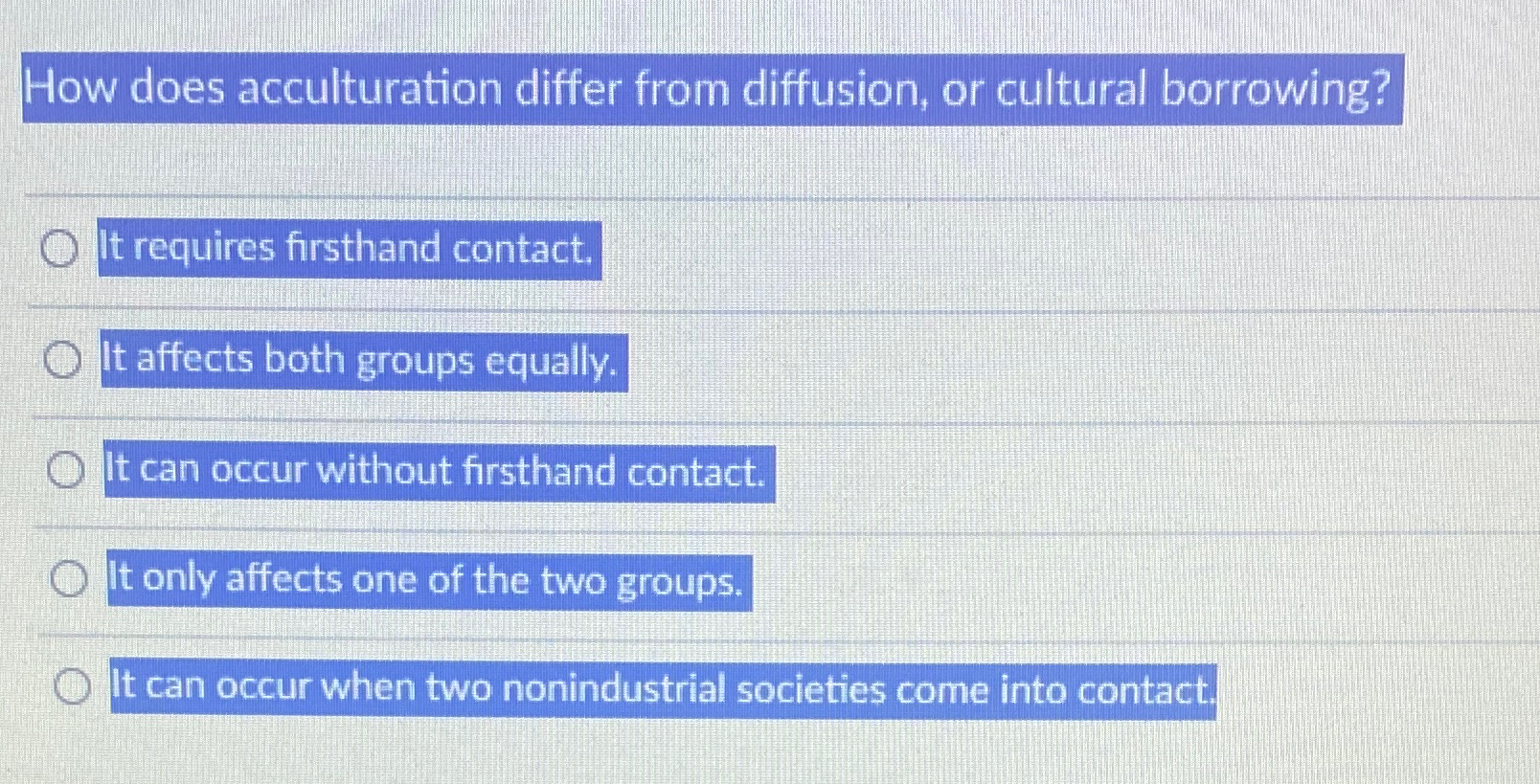 Solved How does acculturation differ from diffusion, or | Chegg.com