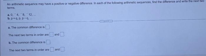 Solved An arithmetic sequence may have a positive or | Chegg.com