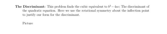 The Discriminant: This problem finds the cubic | Chegg.com