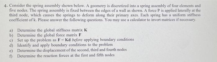 Solved 4. Consider the spring assembly shown below. A | Chegg.com