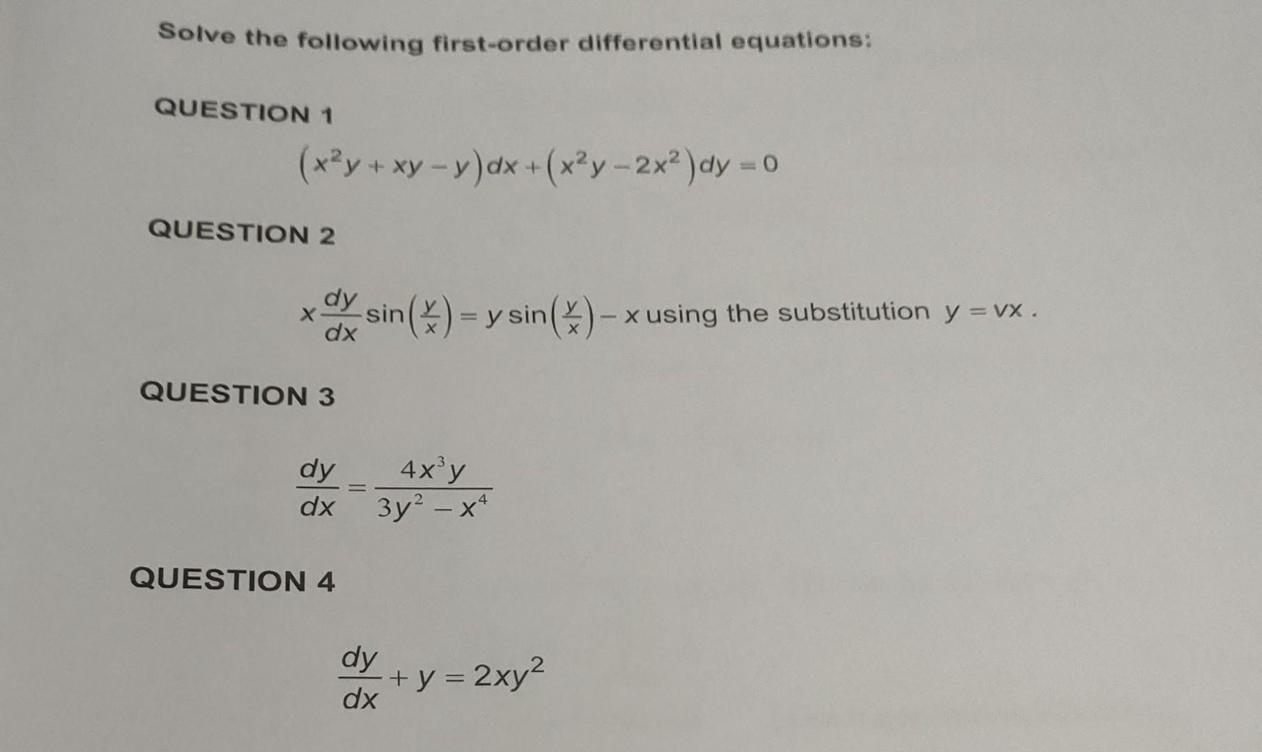 Solved Solve the following first-order differential | Chegg.com