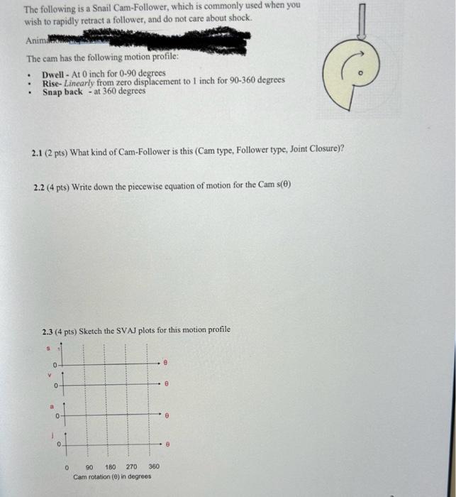 Solved The following is a Snail Cam-Follower, which is | Chegg.com