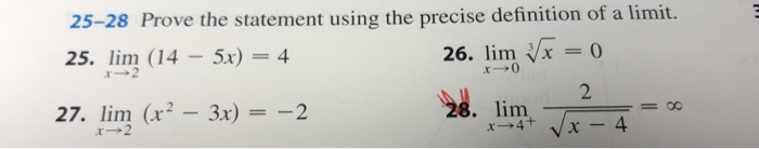 Solved 25-28 Prove the statement using the precise | Chegg.com
