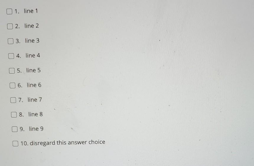 Solved Question 27 10 points Save Answ Which lines in the | Chegg.com