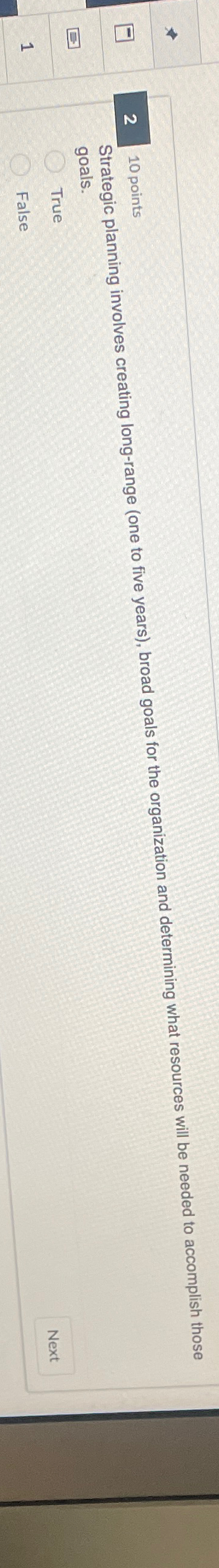 Solved 210 ﻿pointsStrategic planning involves creating | Chegg.com