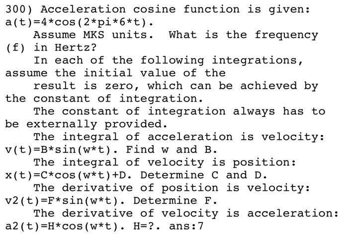 Solved 300) Acceleration cosine function is given: | Chegg.com