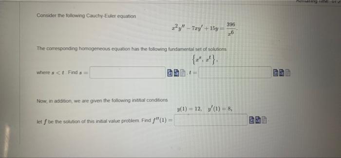 Solved Consider the following Cauchy Euler equation 396 z?," | Chegg.com
