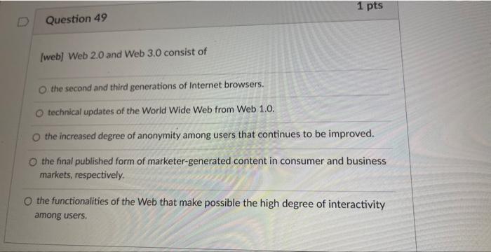 Solved [web] Web 2.0 and Web 3.0 consist of the second and | Chegg.com