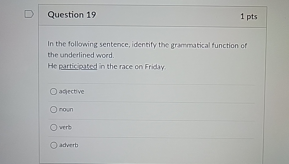 Solved Question 191 ﻿ptsIn the following sentence, identify | Chegg.com