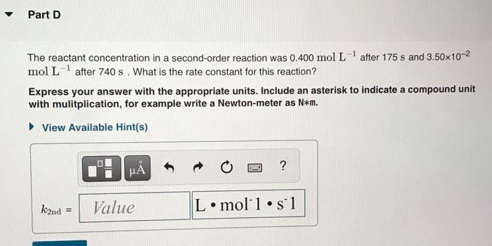 Solved The Reactant Concentration In A Zero Order Reaction