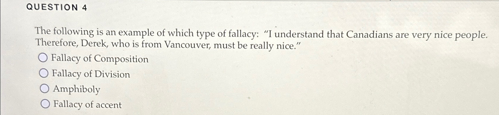 Solved QUESTION 4The following is an example of which type | Chegg.com